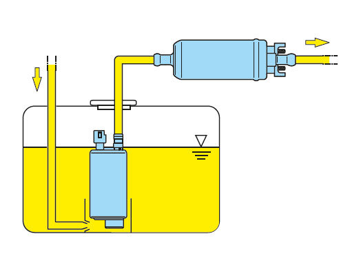 Intallation examples of electric fuel pumps illustrated in block ...